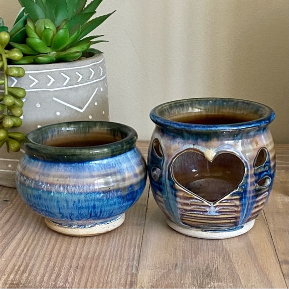 Greg Olson | Accents | Greg Olson Glazed Heart Pottery Votive Set ...